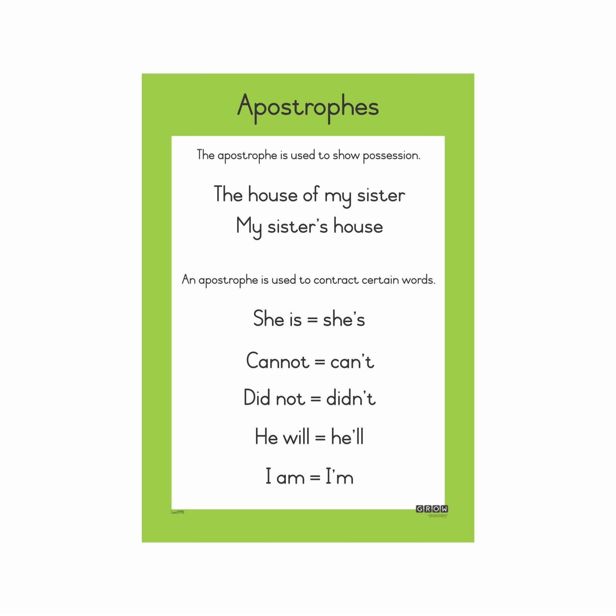 Apostrophes - Wallchart – Grow Learning Company
